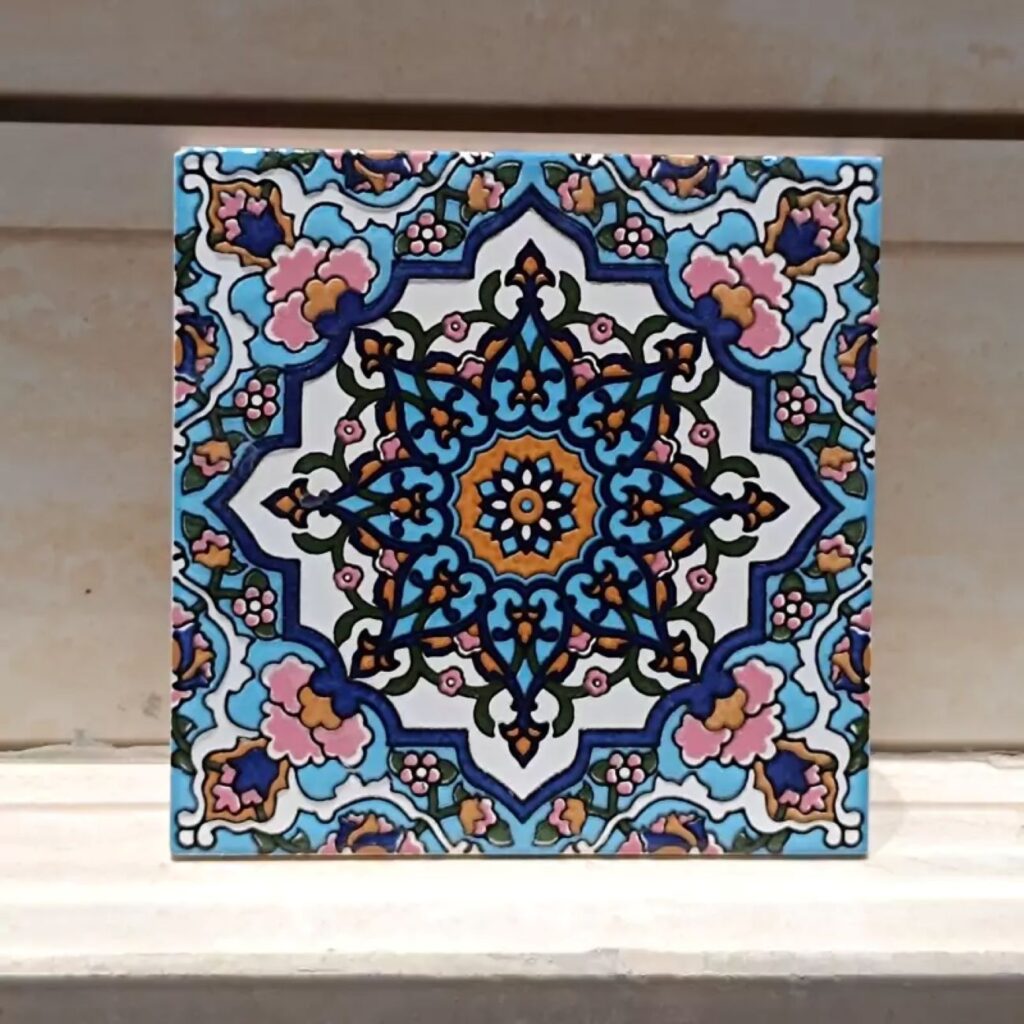 Decorative Persian Ceramic Tile - Calligraphy Pattern: Shadi - ShopiPersia