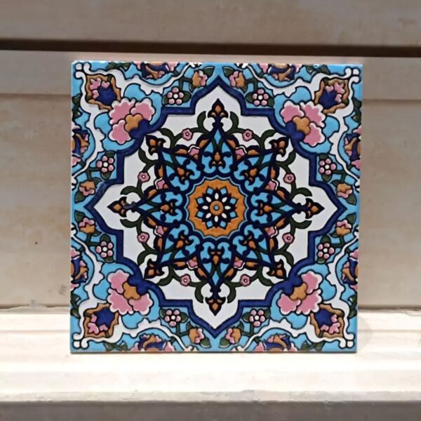 Decorative Persian Framed Ceramic Tile - Flower - ShopiPersia
