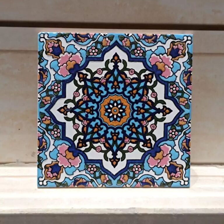 Decorative Persian Framed Tile - Shahnameh Inspired Pattern: People ...