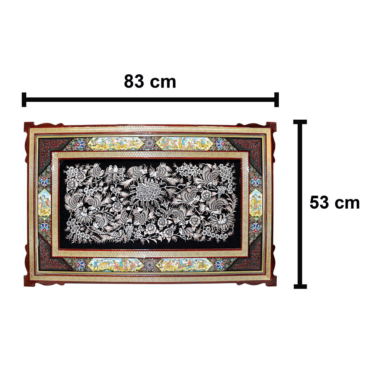 Engraved Panel Brass with Bird and Flower Design in Khatamkari Frame ...