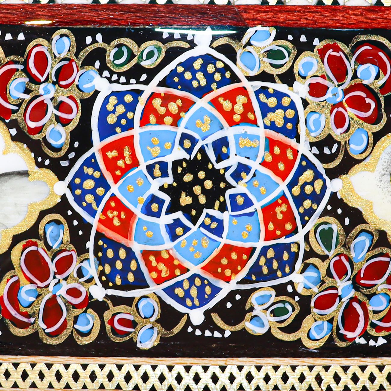 Engraved Panel Brass with Bird and Flower Design in Khatamkari Frame ...