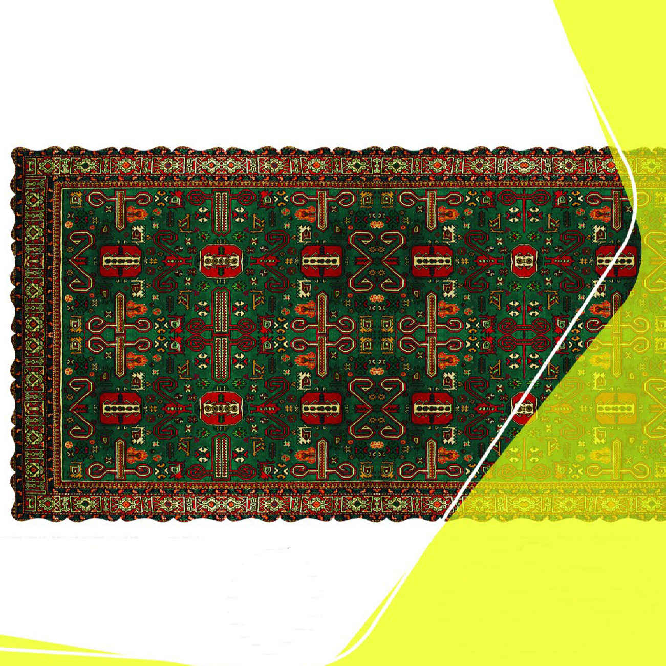 Luxurious Green Velvet Table Runner – Persian Design - ShopiPersia