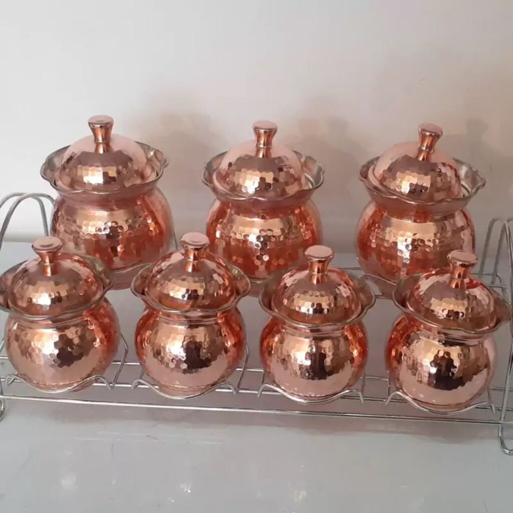 Handcrafted Copper Storage Jar - Ideal for Kitchen Organization (2x ...