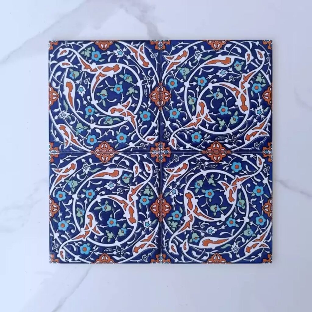Decorative Persian Framed Tile - Shahnameh Inspired Pattern: Golzari ...