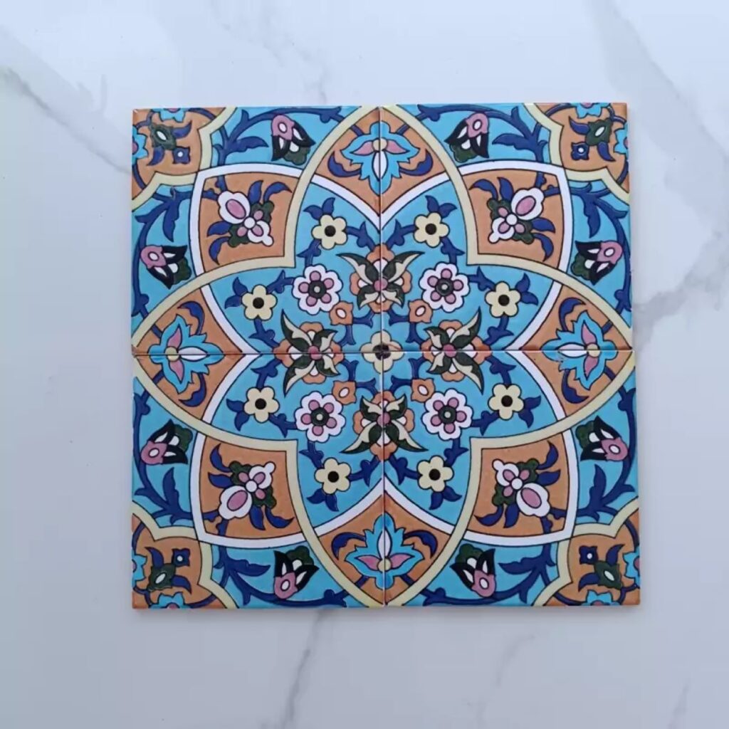 Decorative Persian Framed Tile - Shahnameh Inspired Pattern: People ...