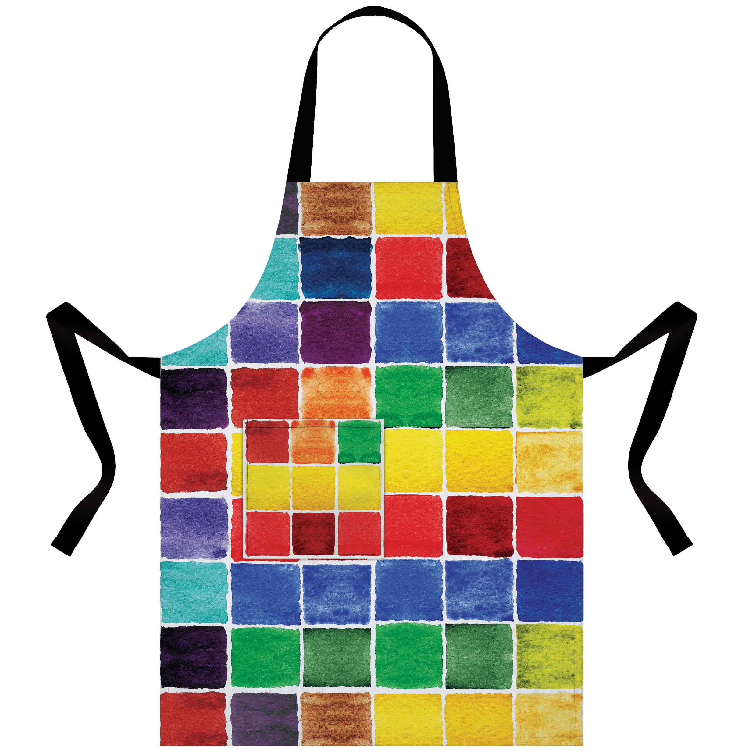 Printed Kitchen Apron – with Checkered Watercolor Pattern - ShopiPersia