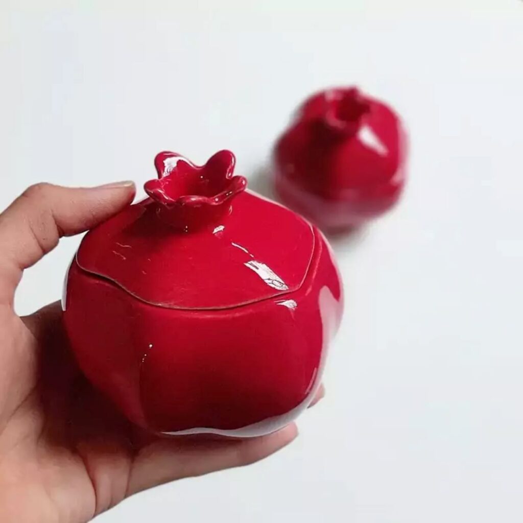 Unique Ceramic Sugar Bowl with Pomegranate Design - ShopiPersia