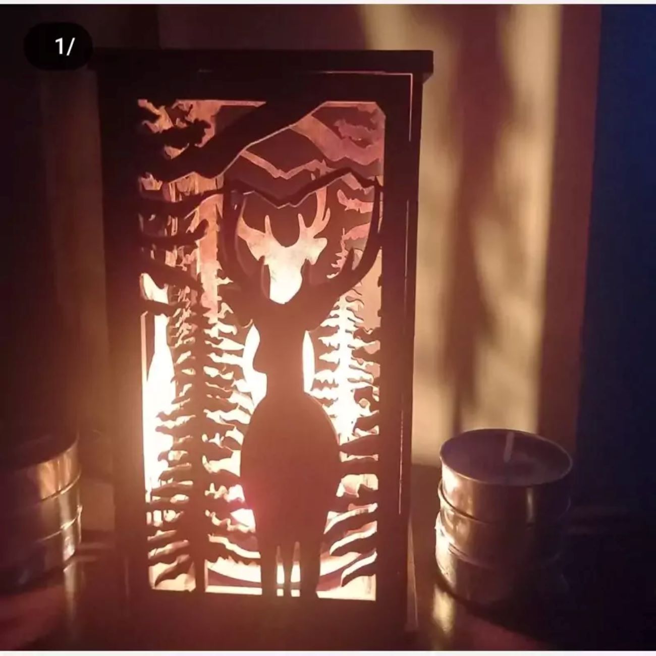 Wooden Lantern Candle Stand with Deer Design– Stylish & Eco-Friendly ...
