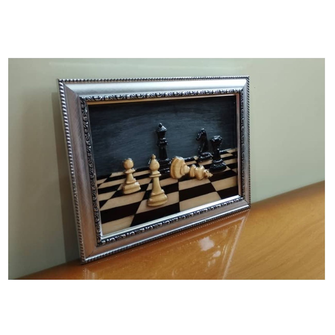 Wooden Mosaic Wall Art - Marquetry Technique with Chess Board Design ...