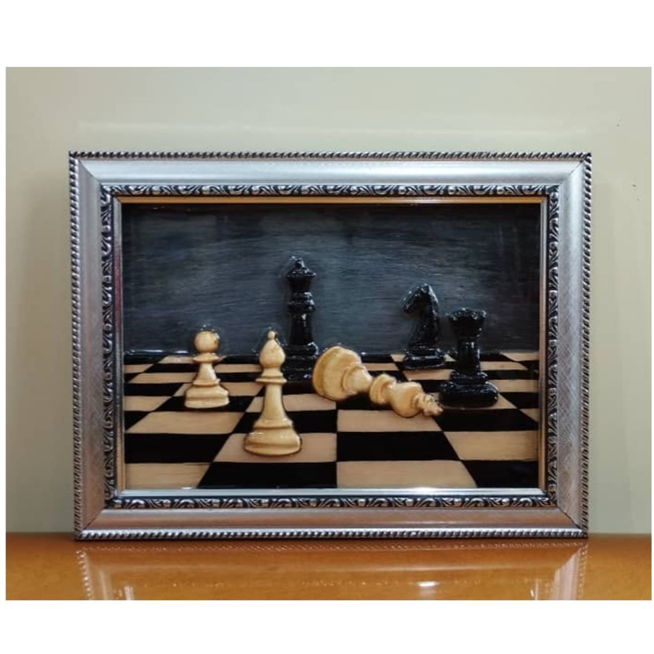 Wooden Mosaic Wall Art - Marquetry Technique with Chess Board Design ...