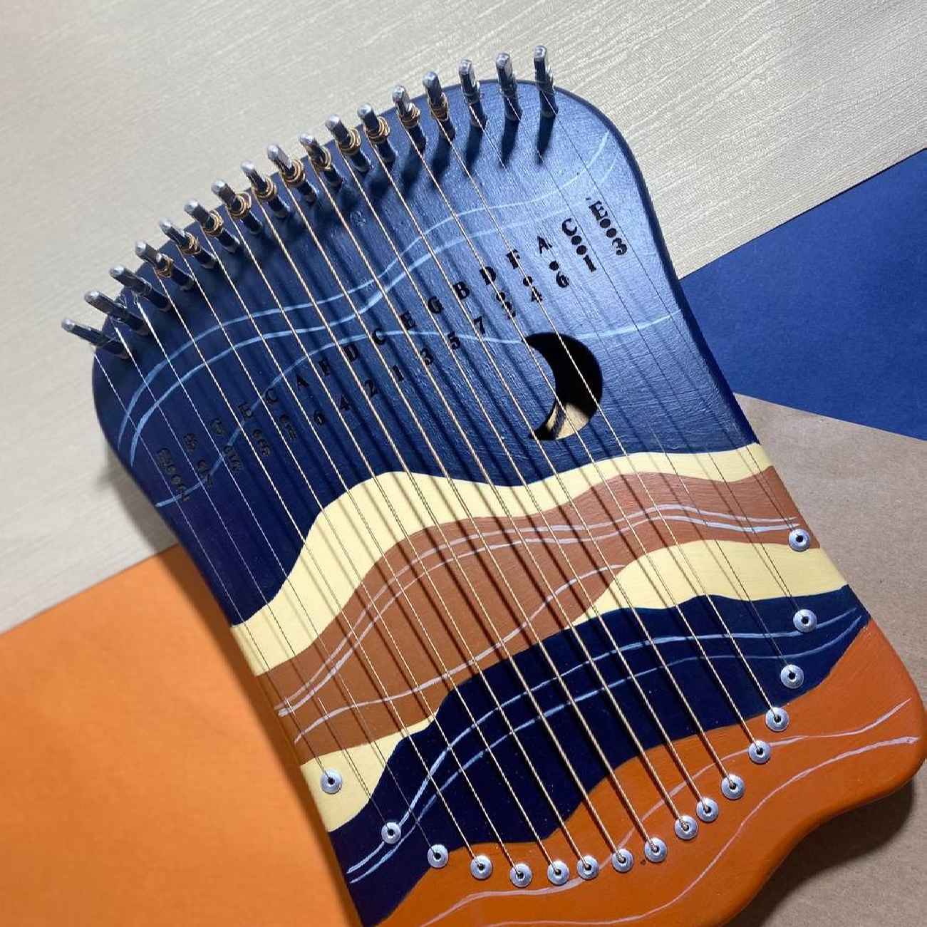 Harika Sunset Serenade Lyre Handcrafted Harmony with 17-String - ShopiPersia