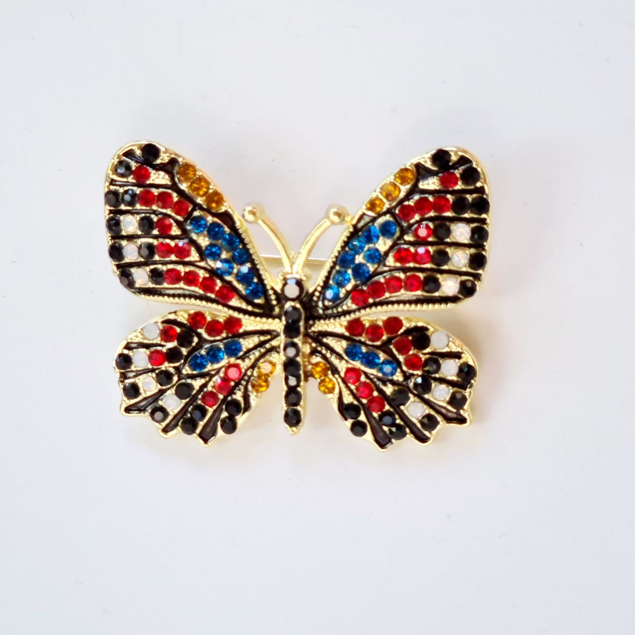 Modern Brooch Pin – Butterfly with Colorfull Gemstone Design - ShopiPersia