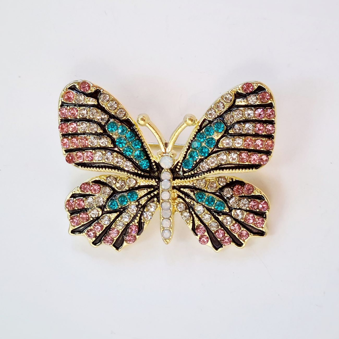 Modern Brooch Pin – Butterfly with Colorfull Gemstone Design - ShopiPersia