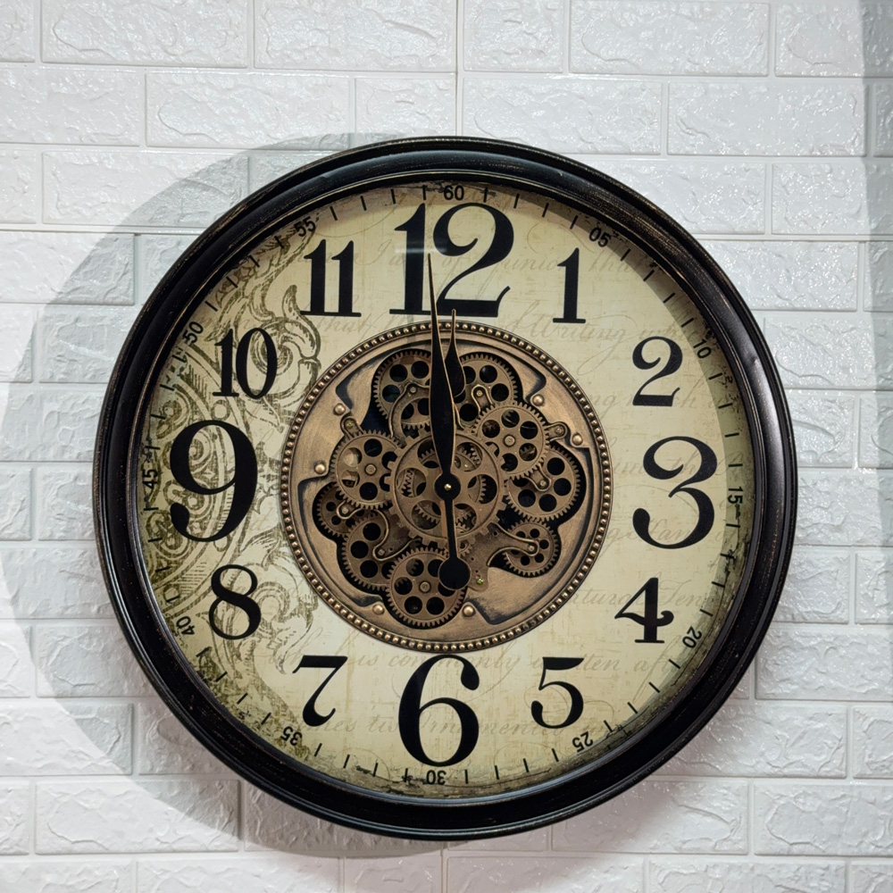 Rotating Gear Wall Clock – Industrial Vintage Timepiece - ShopiPersia