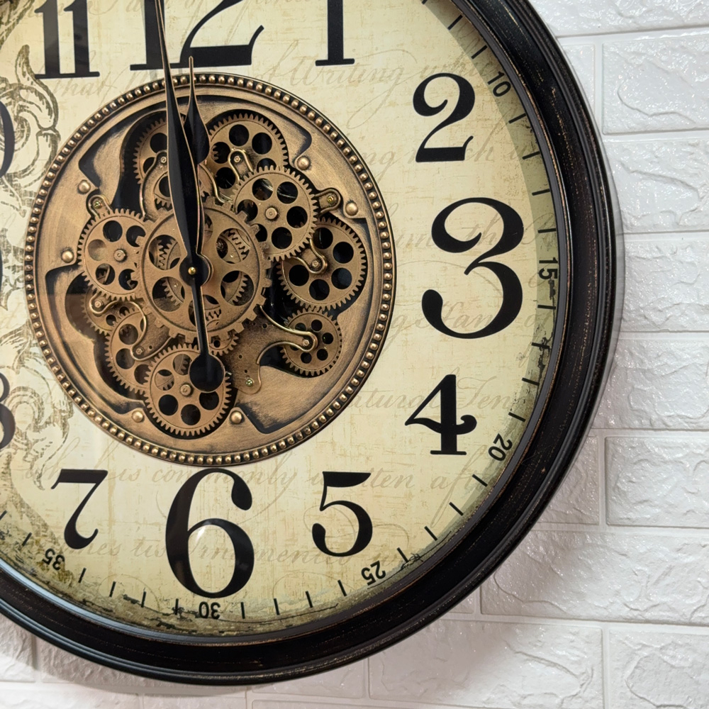 Rotating Gear Wall Clock – Industrial Vintage Timepiece - ShopiPersia