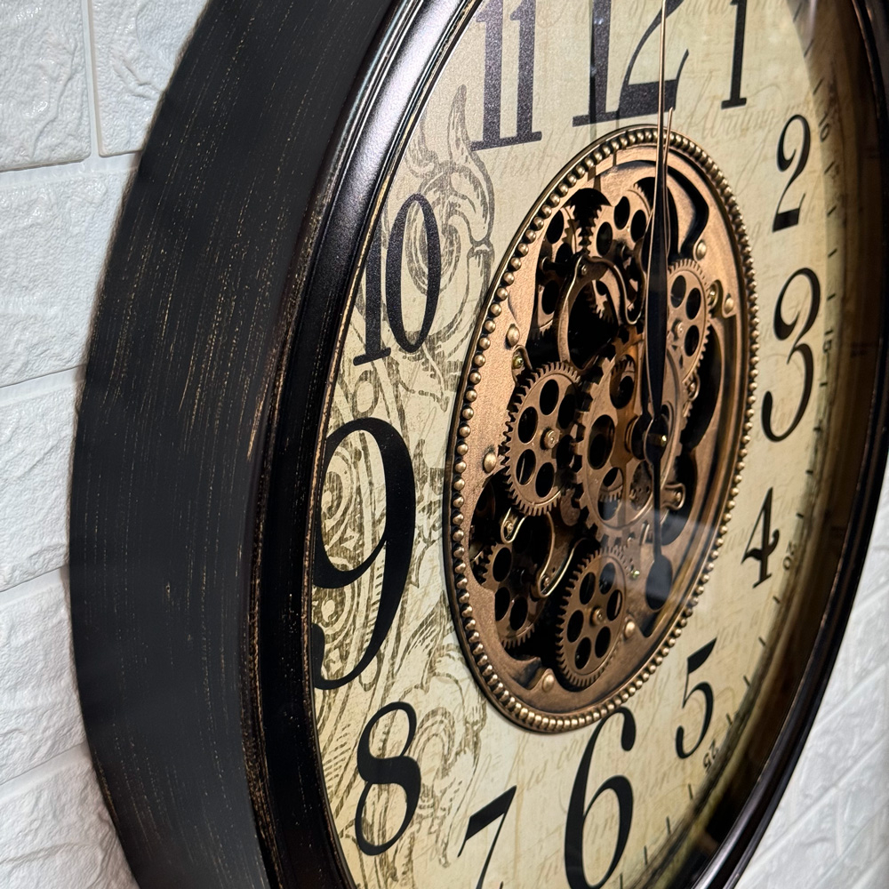 Rotating Gear Wall Clock – Industrial Vintage Timepiece - ShopiPersia