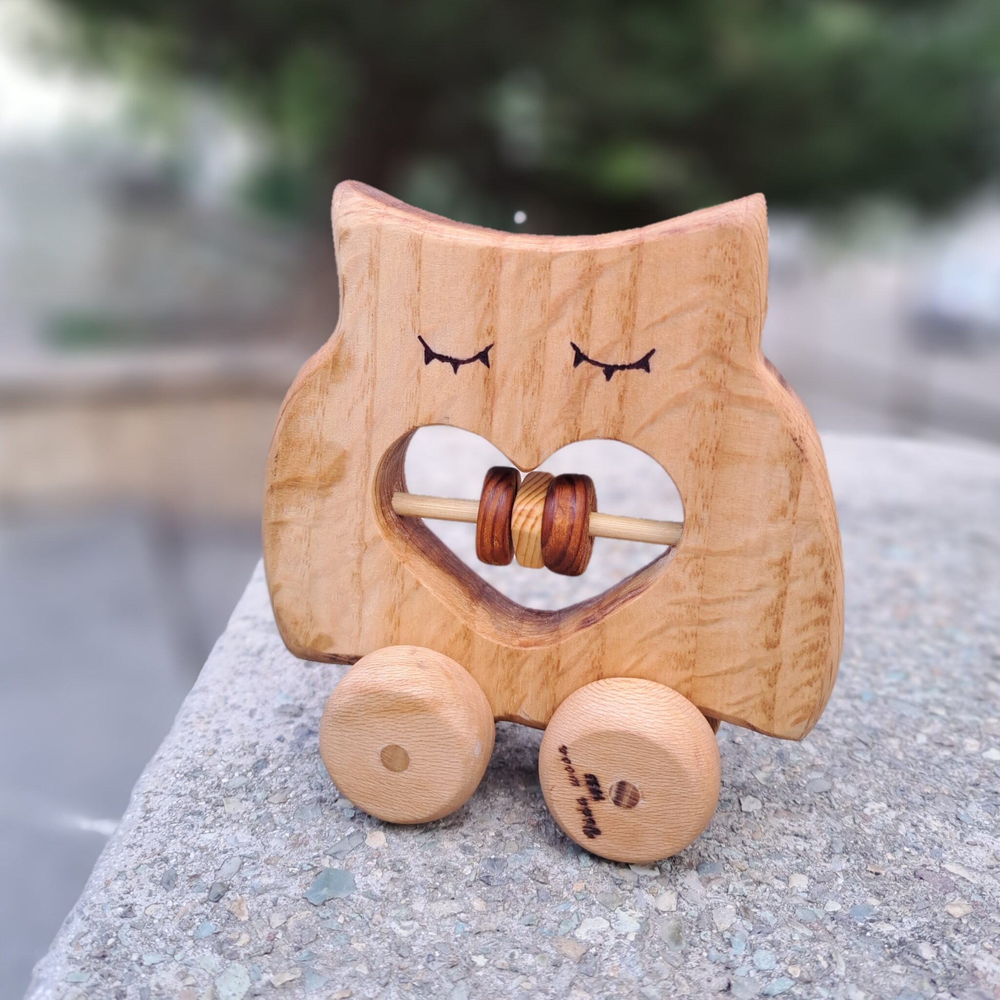 Eco-Friendly Wooden Owl Rattle – Perfect for Sensory Play - ShopiPersia
