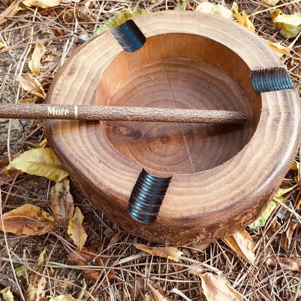 Handmade Wood Log Ashtray - Rustic Round Design - ShopiPersia