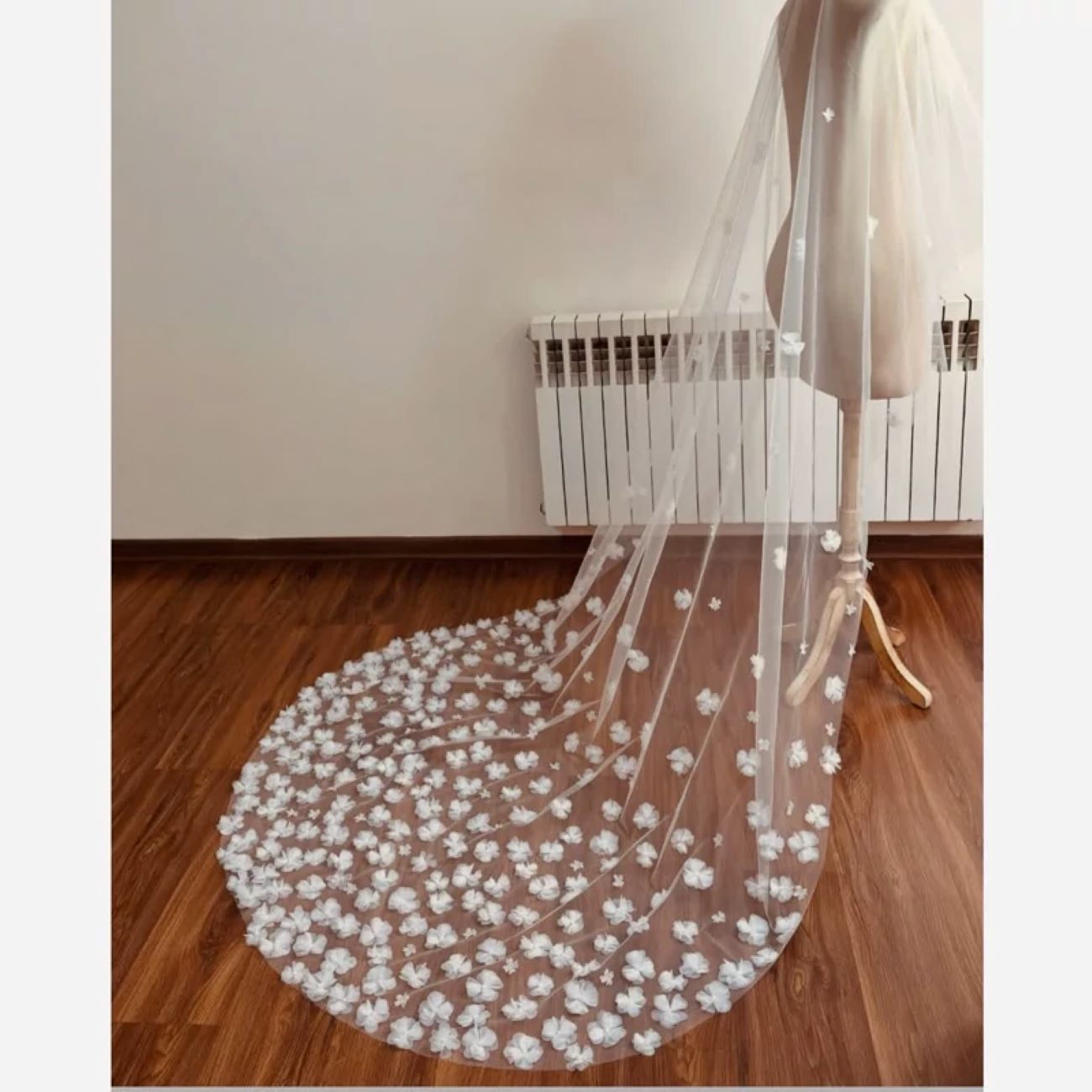 Handmade Sheer Bridal Veil with Delicate Embroidered Floral Details 150 ...