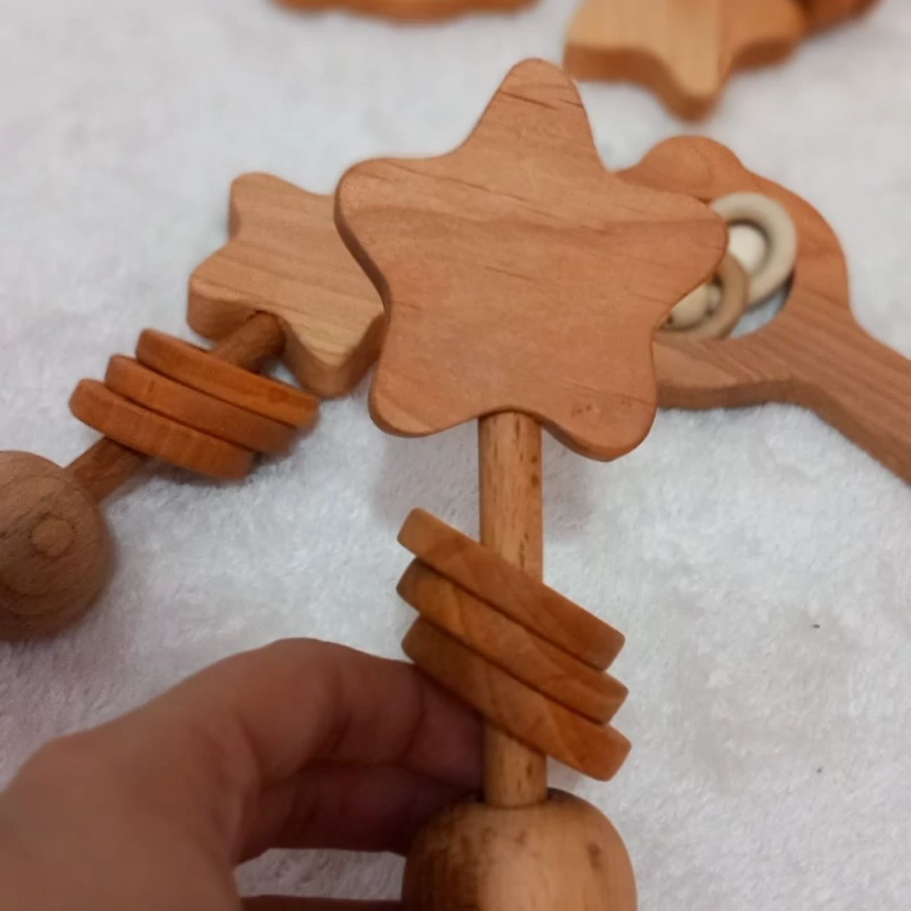 Handmade Wooden Star Rattle - Eco-Friendly Baby Toy - ShopiPersia