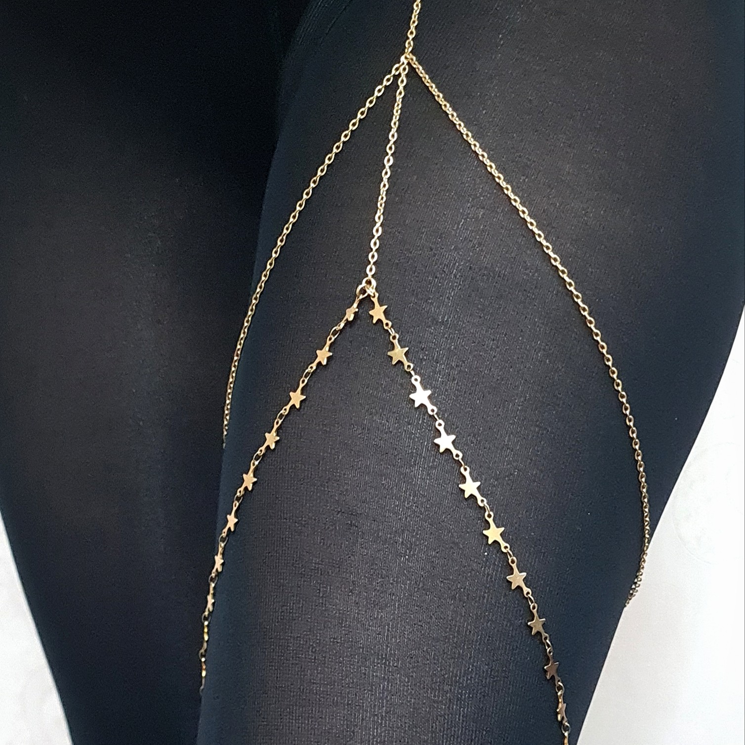 Layered Star Thigh Chain – Unique Star-Themed Leg Jewelry - ShopiPersia