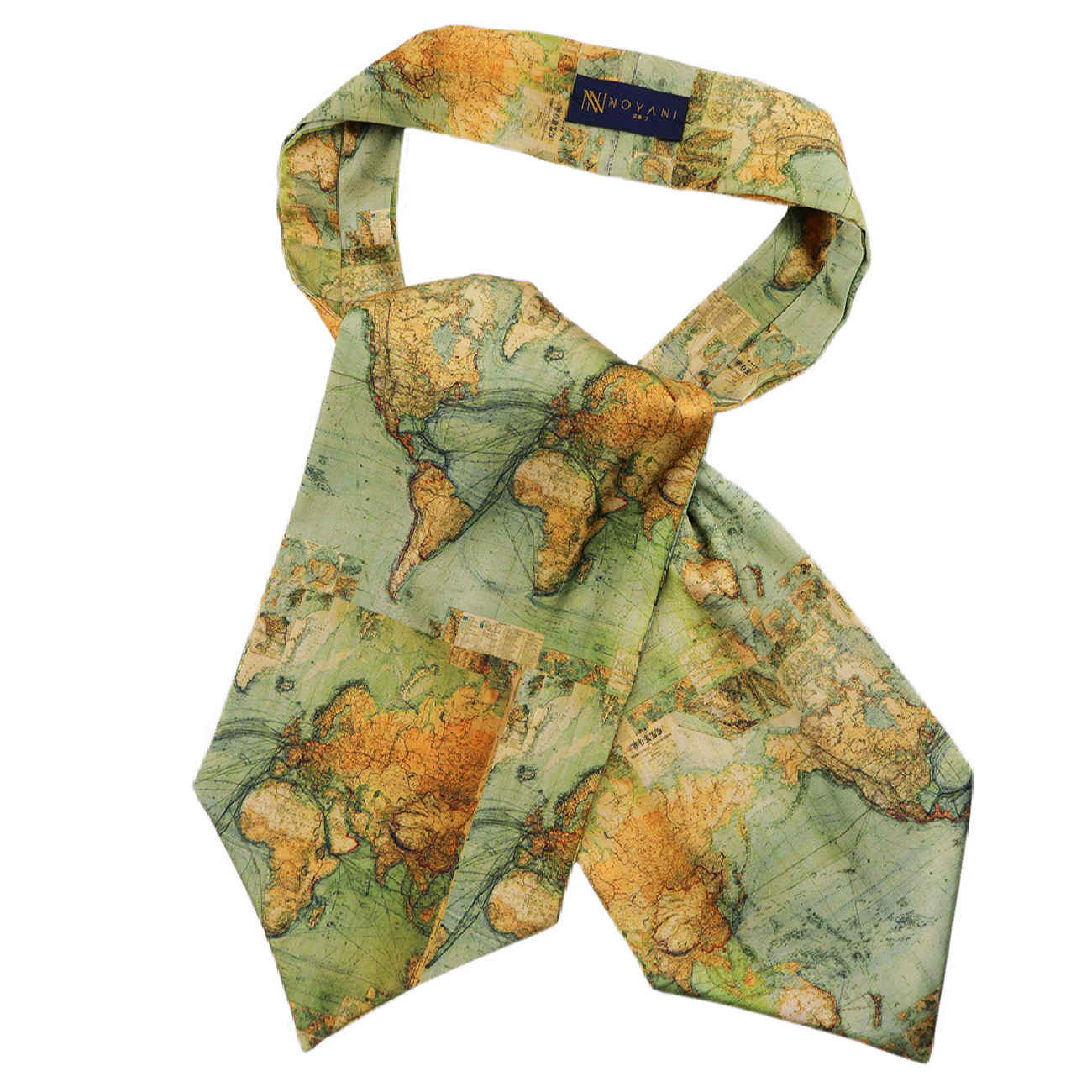Elegant Ascot tie - Ideal for Event & Ceremony with Earth Map Pattern ...