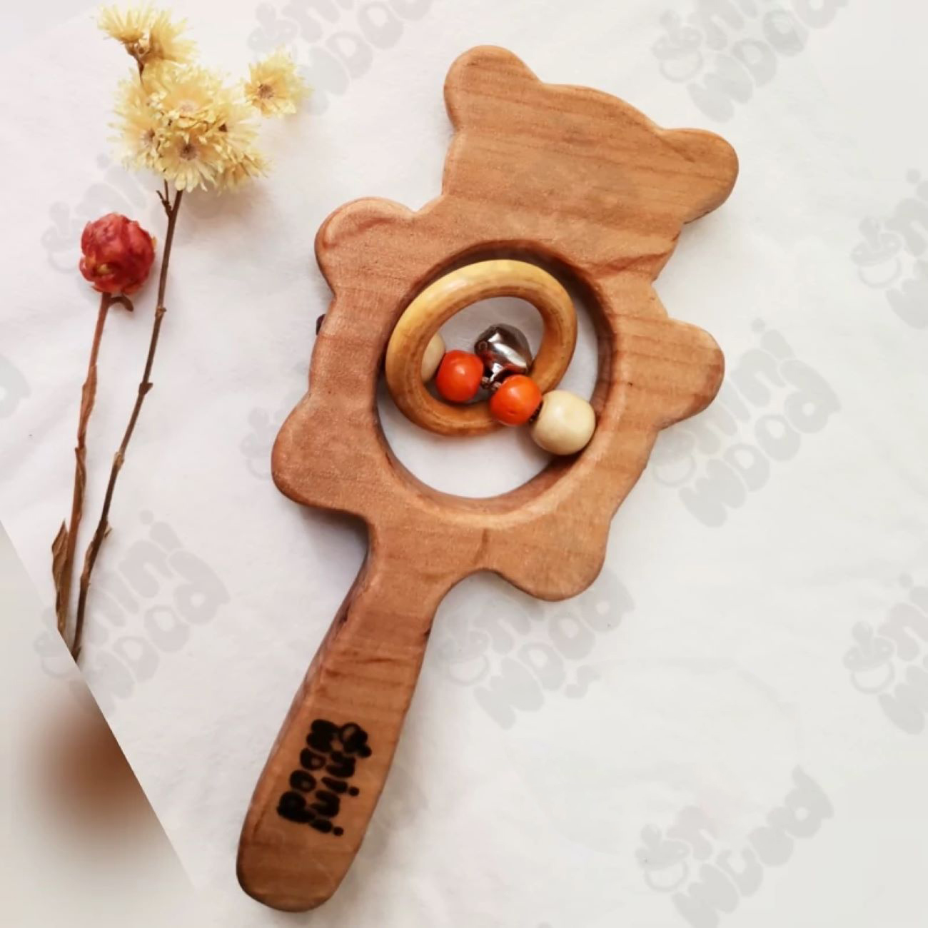 Natural Wood Baby Rattle – Cute Panda Design for Infants - ShopiPersia