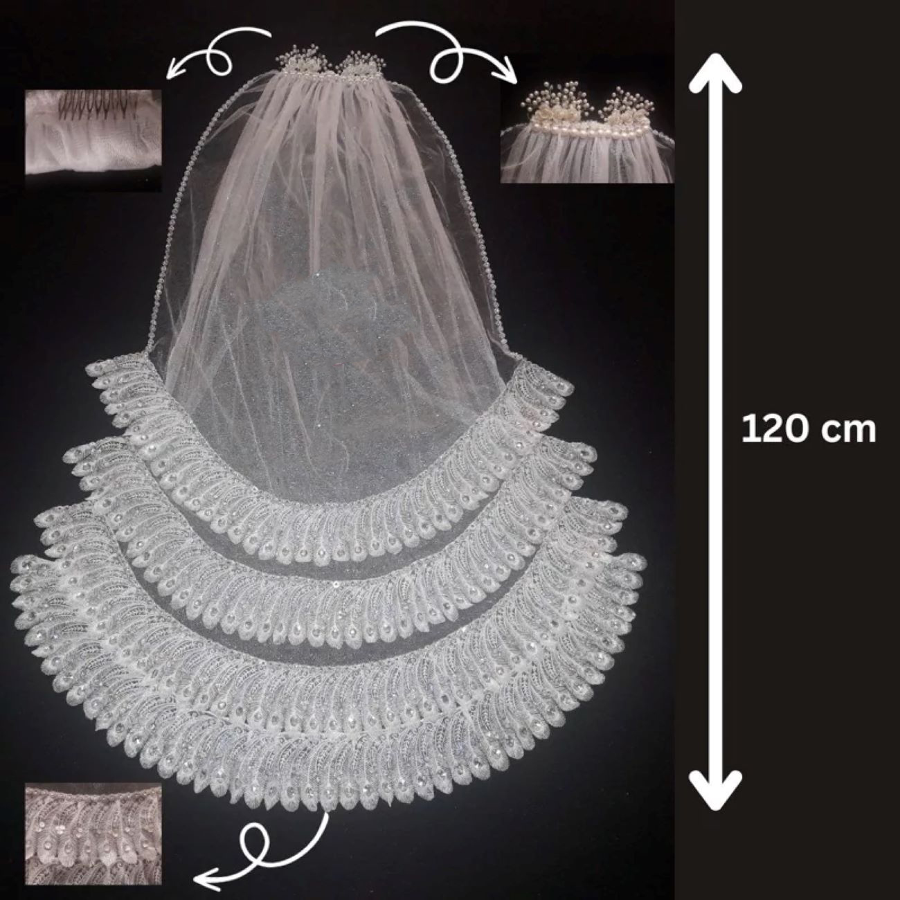 Romantic Wedding Veil with Long Train with Multiple Layer, and Secure ...