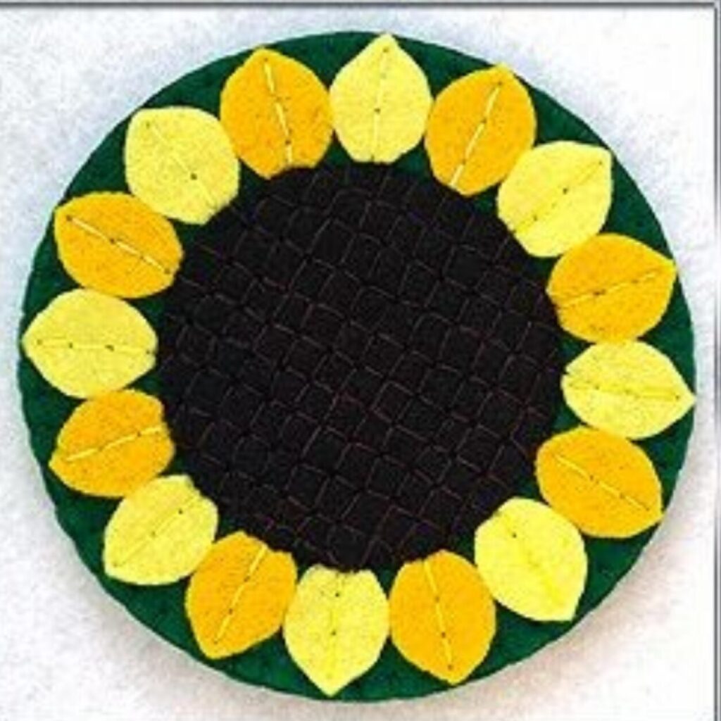 Round Felt Coaster in Sunflower Design Suitable for Summer and Fall ...