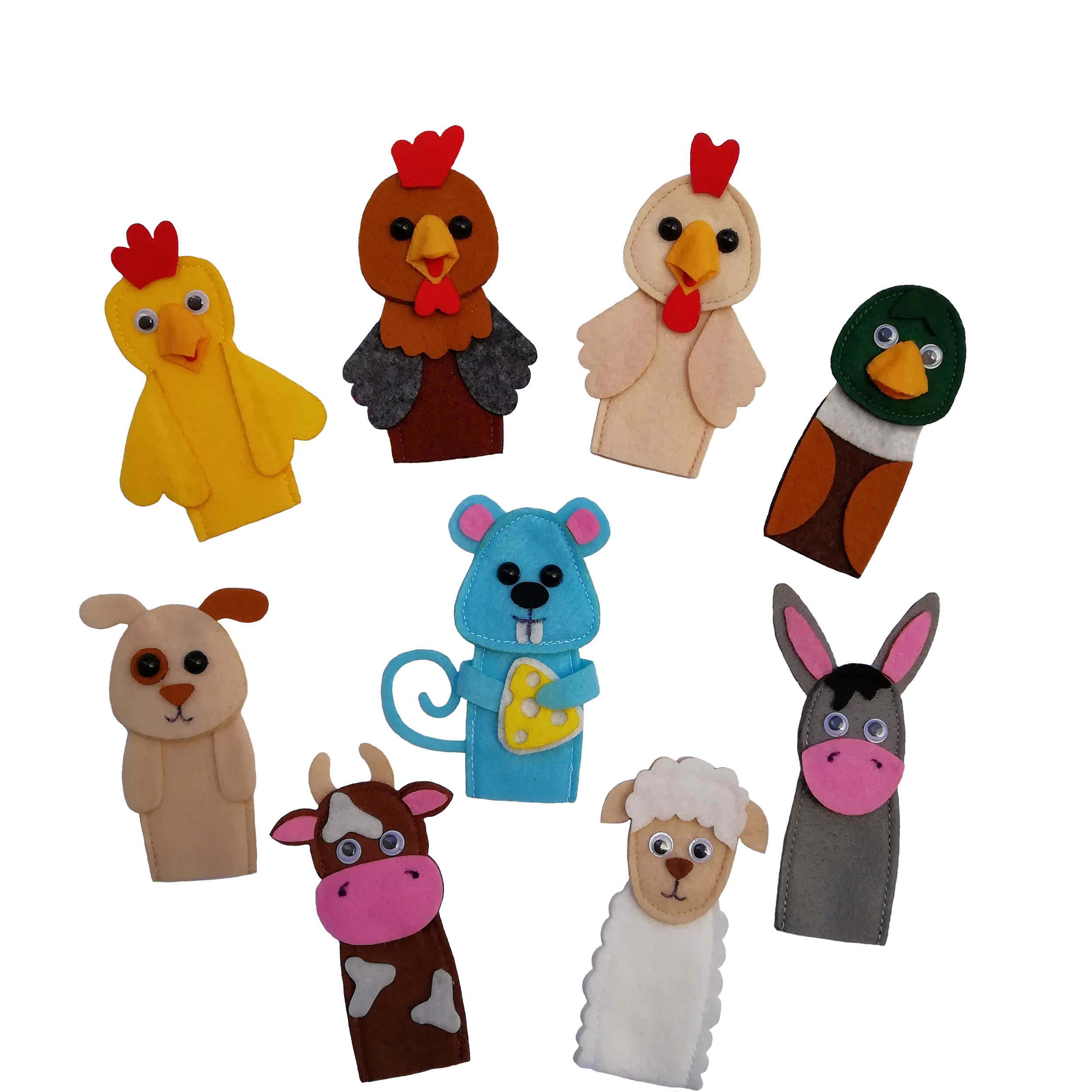 Set of Felt Finger Dolls – Farm Animal Kids Puppet Toy, Suitable for ...