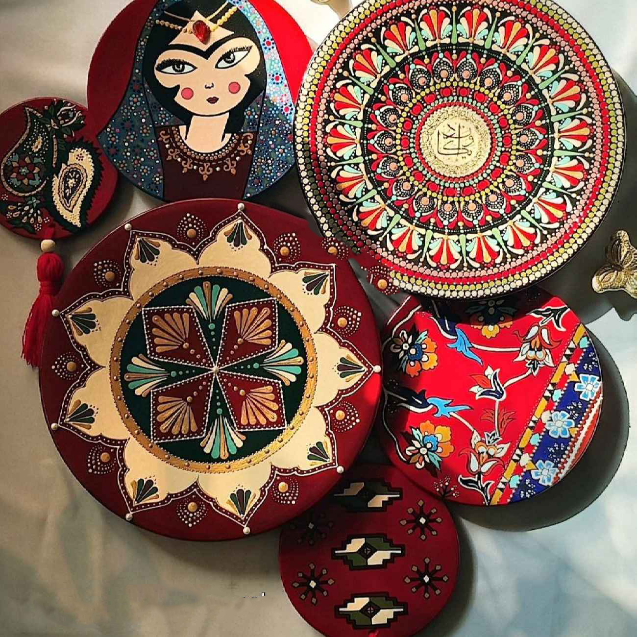 Traditional Pottery Wall Plate Set – Hand-Painted Persian Style ...