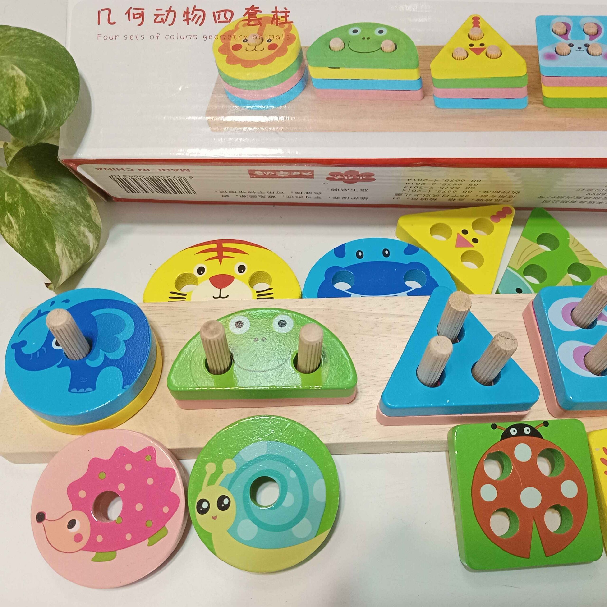 Wooden Montessori 5-Column Shape Sorting Puzzle – Enhance Fine Motor ...