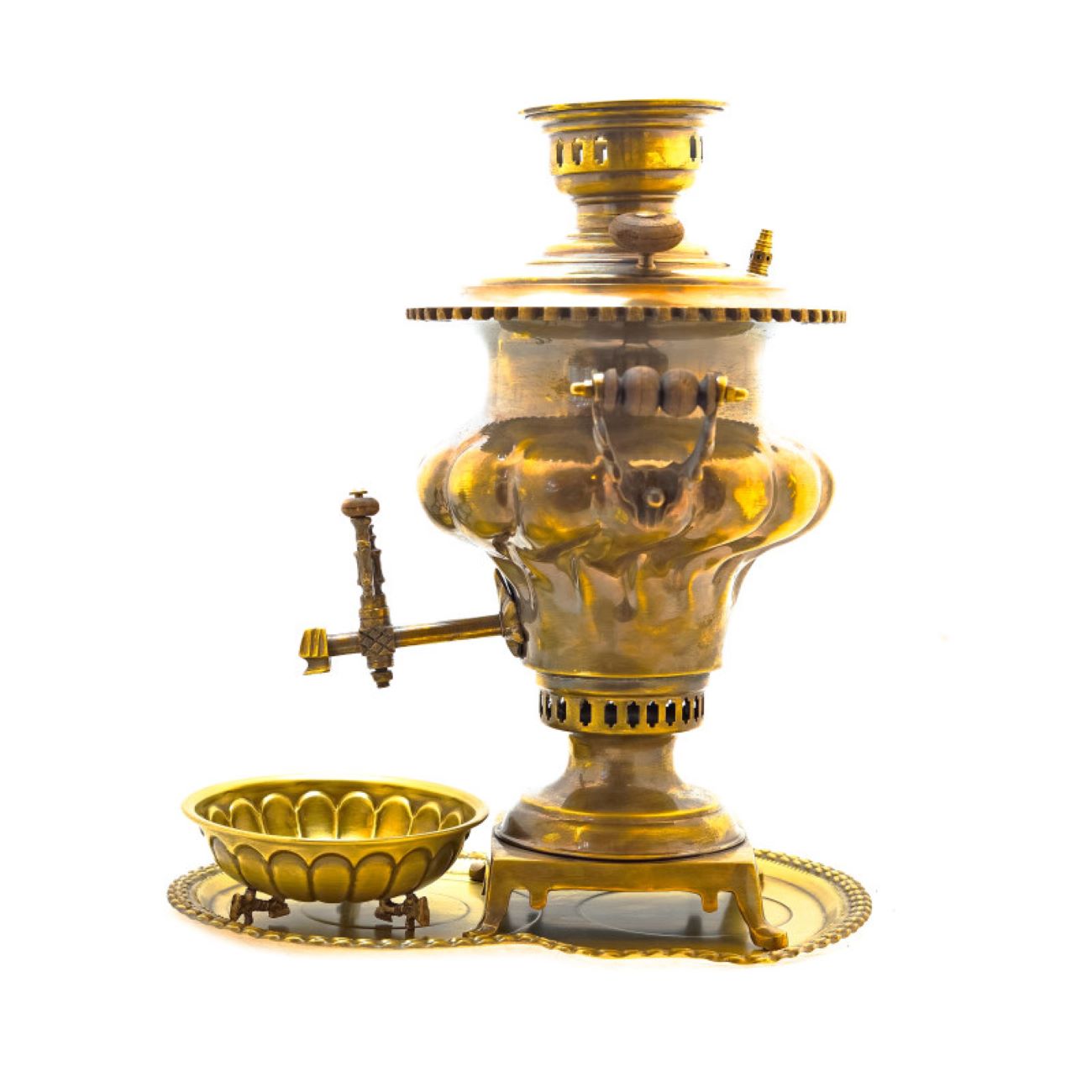 3-Piece Brass Charcoal Samovar Set, Pichi Model - ShopiPersia