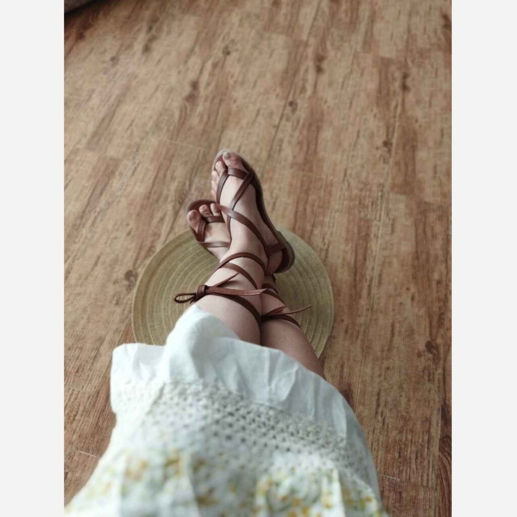 Handmade Leather Gladiator Sandals - Brown Mid-Calf Design - ShopiPersia