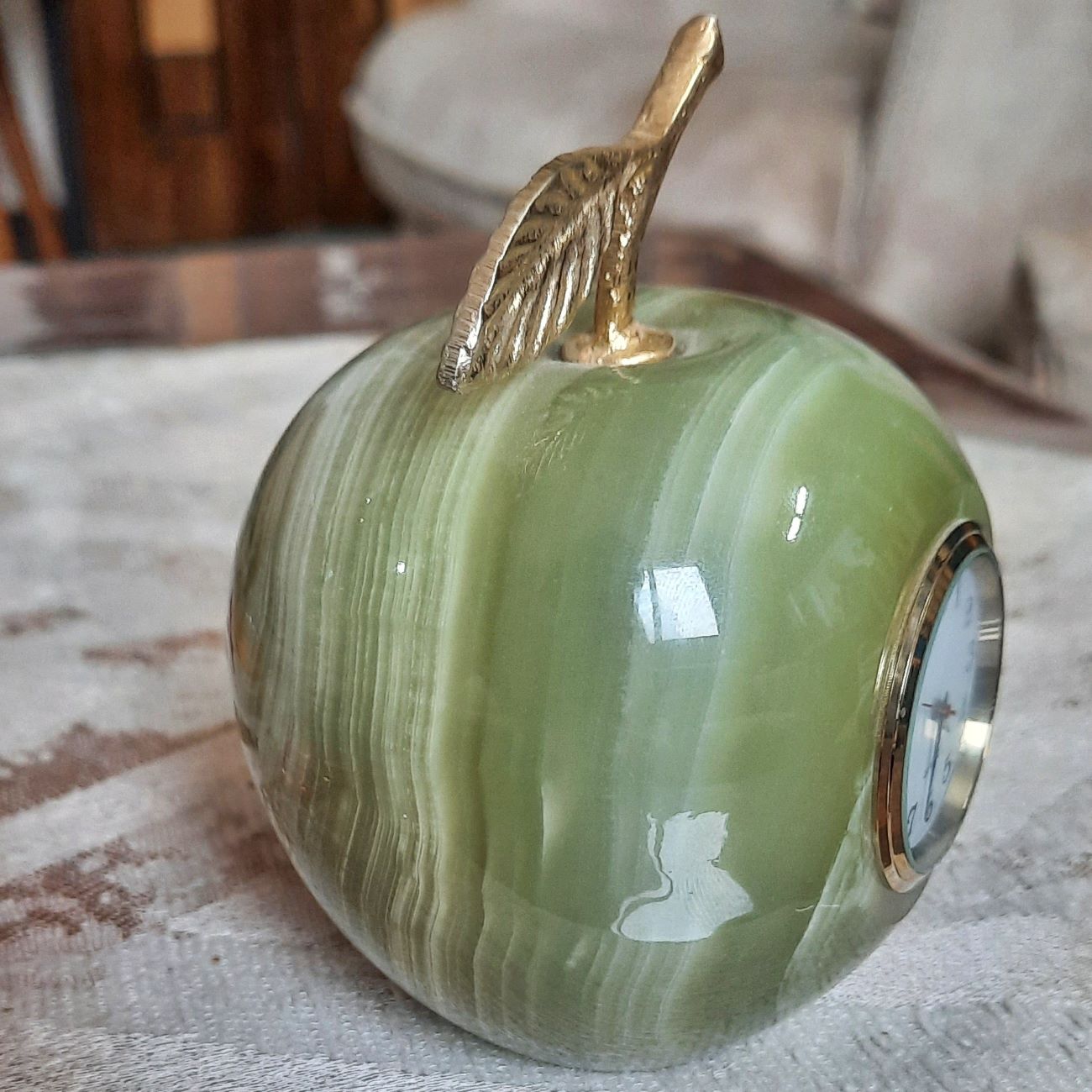 Marble Stone Desk Clock - Apple Shape - ShopiPersia