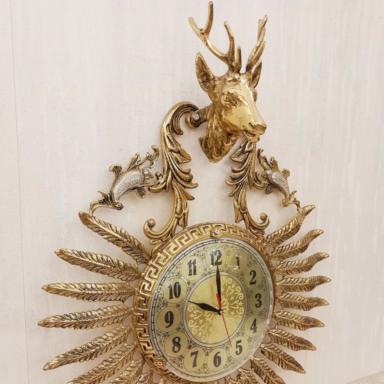 Brass Wall Clock with a Deer Design Blending Classic and Modern Styles ...