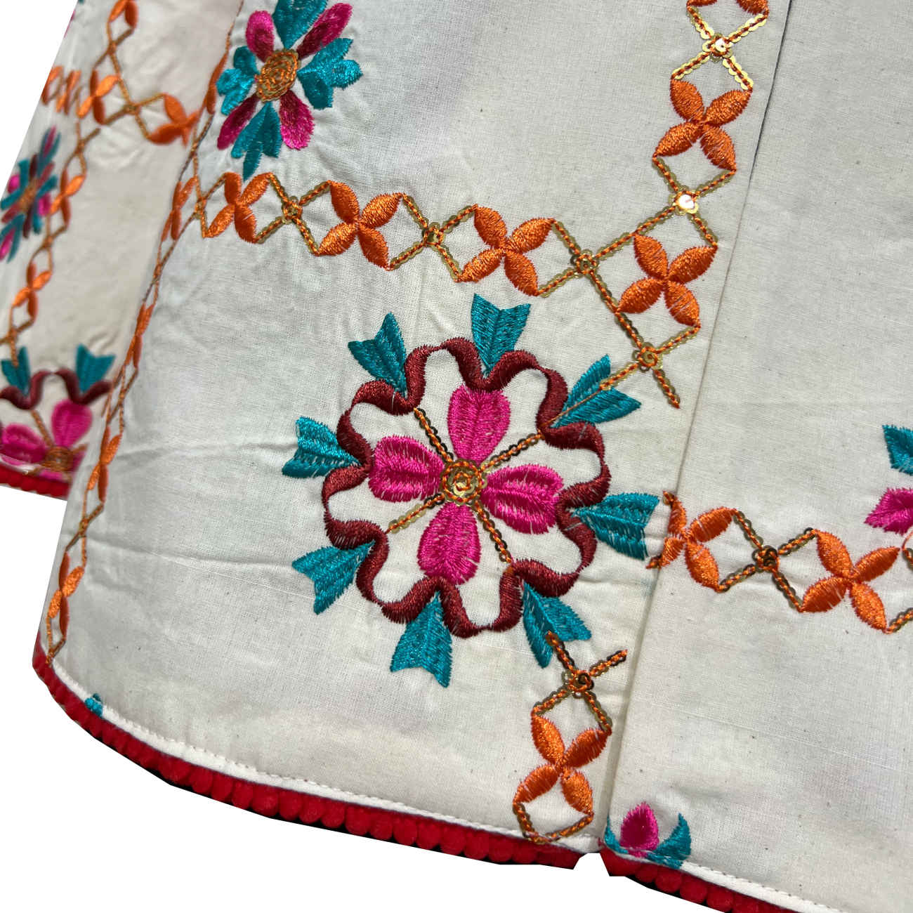 Artfully Embroidered Cream Manto – Inspired by Persian Needlework ...