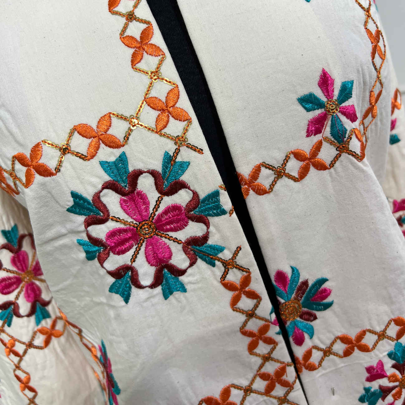 Artfully Embroidered Cream Manto – Inspired by Persian Needlework ...