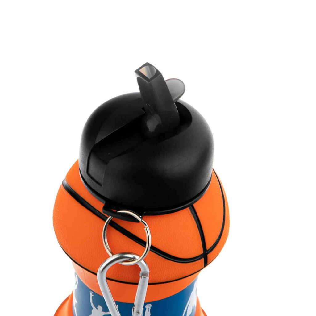 Collapsible Silicone Sport Water Bottle – Basketball Ball Design, 0.55 ...
