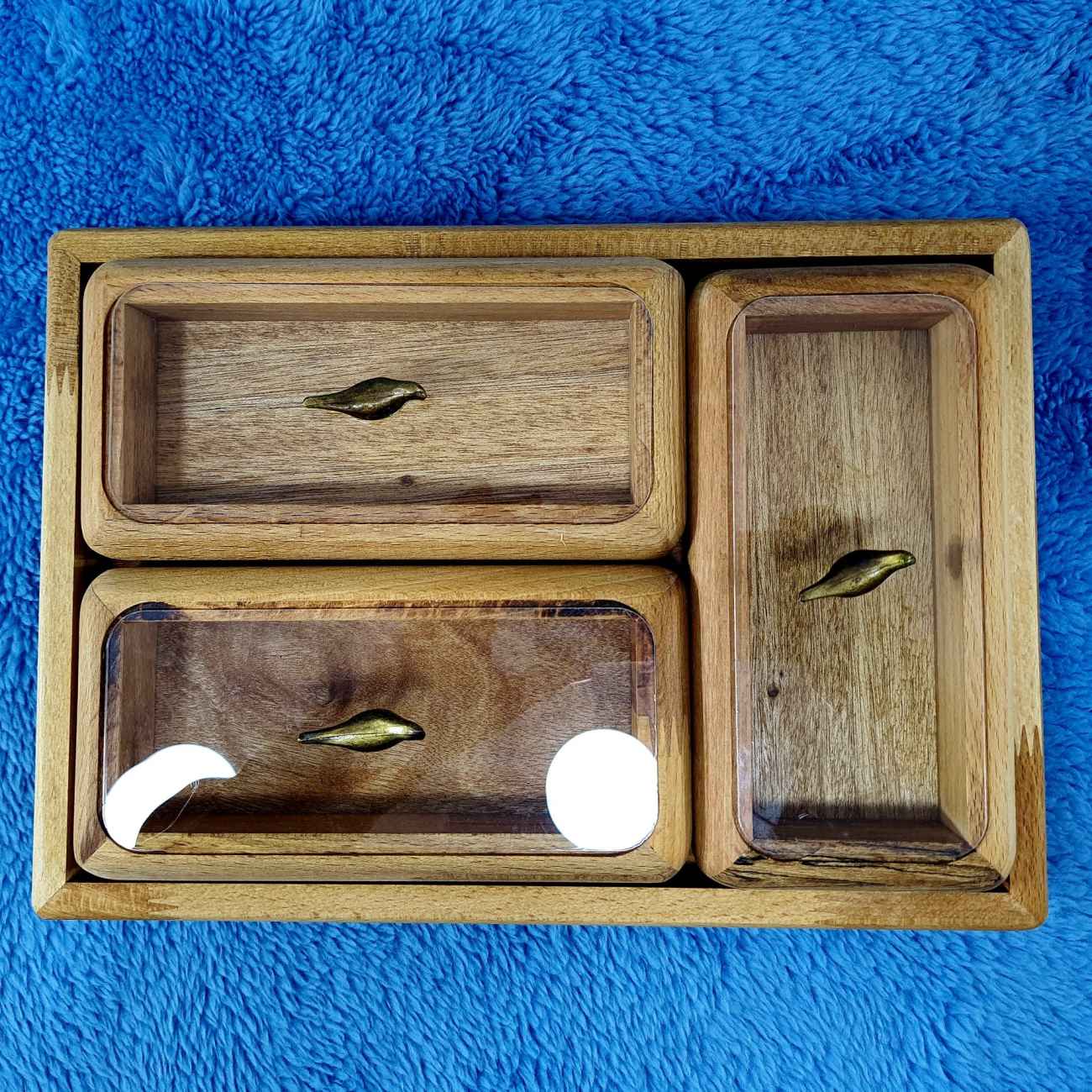 Multi-Section Wooden Nut Box - Suitable for Nuts, Candies, Dry Fruits ...