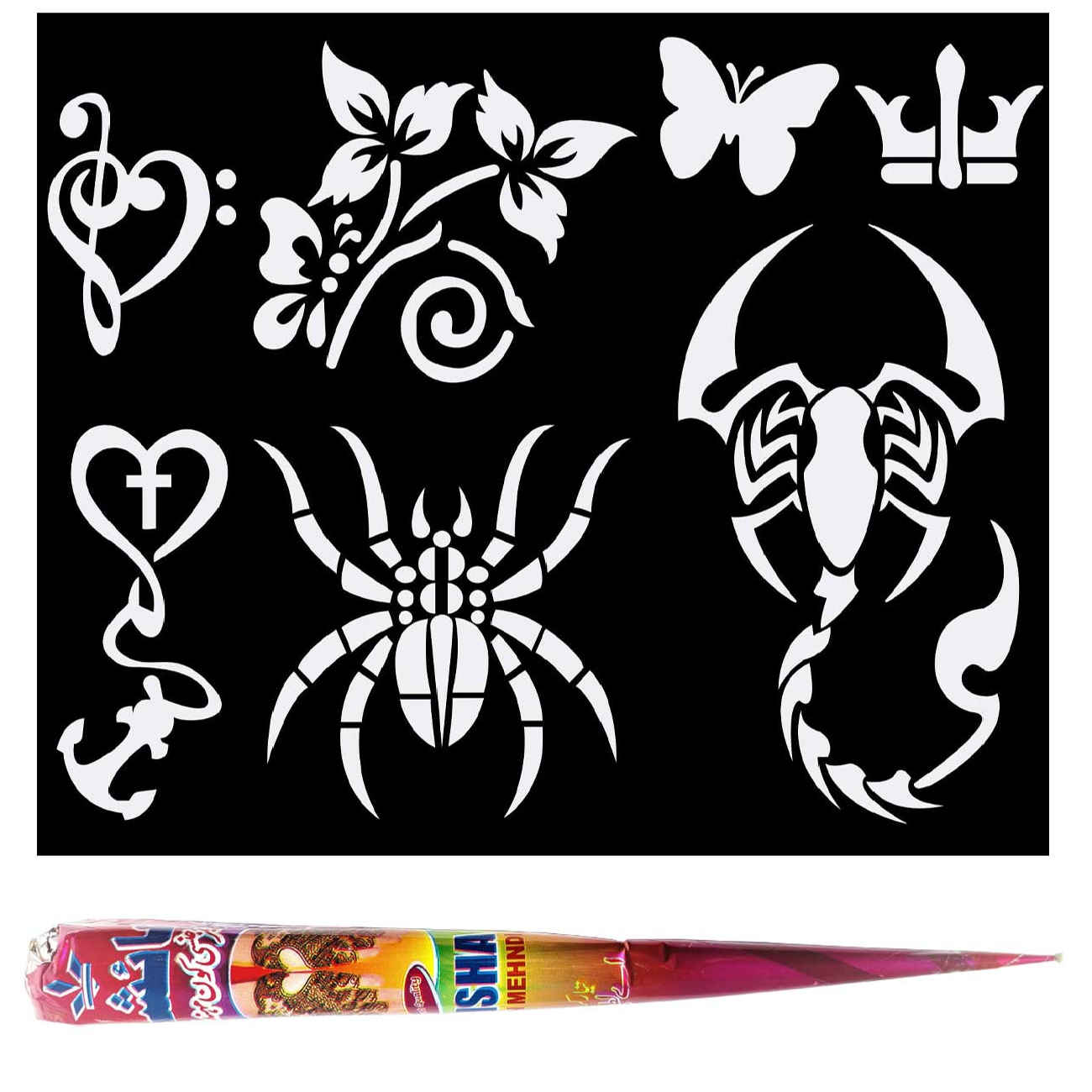 Spider & Scorpion Stencil Henna Set – Magical Pack Hand Art - ShopiPersia
