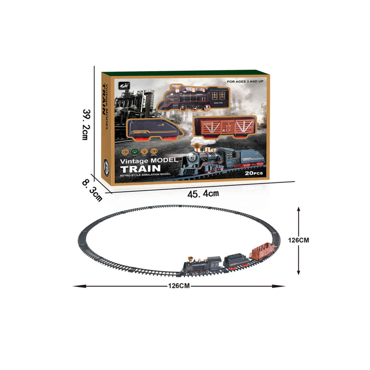 20-Piece Battery-Operated Plastic Train Play set with Tracks – Large ...