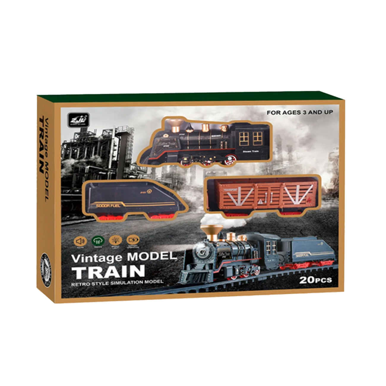 20-Piece Battery-Operated Plastic Train Play set with Tracks – Large ...
