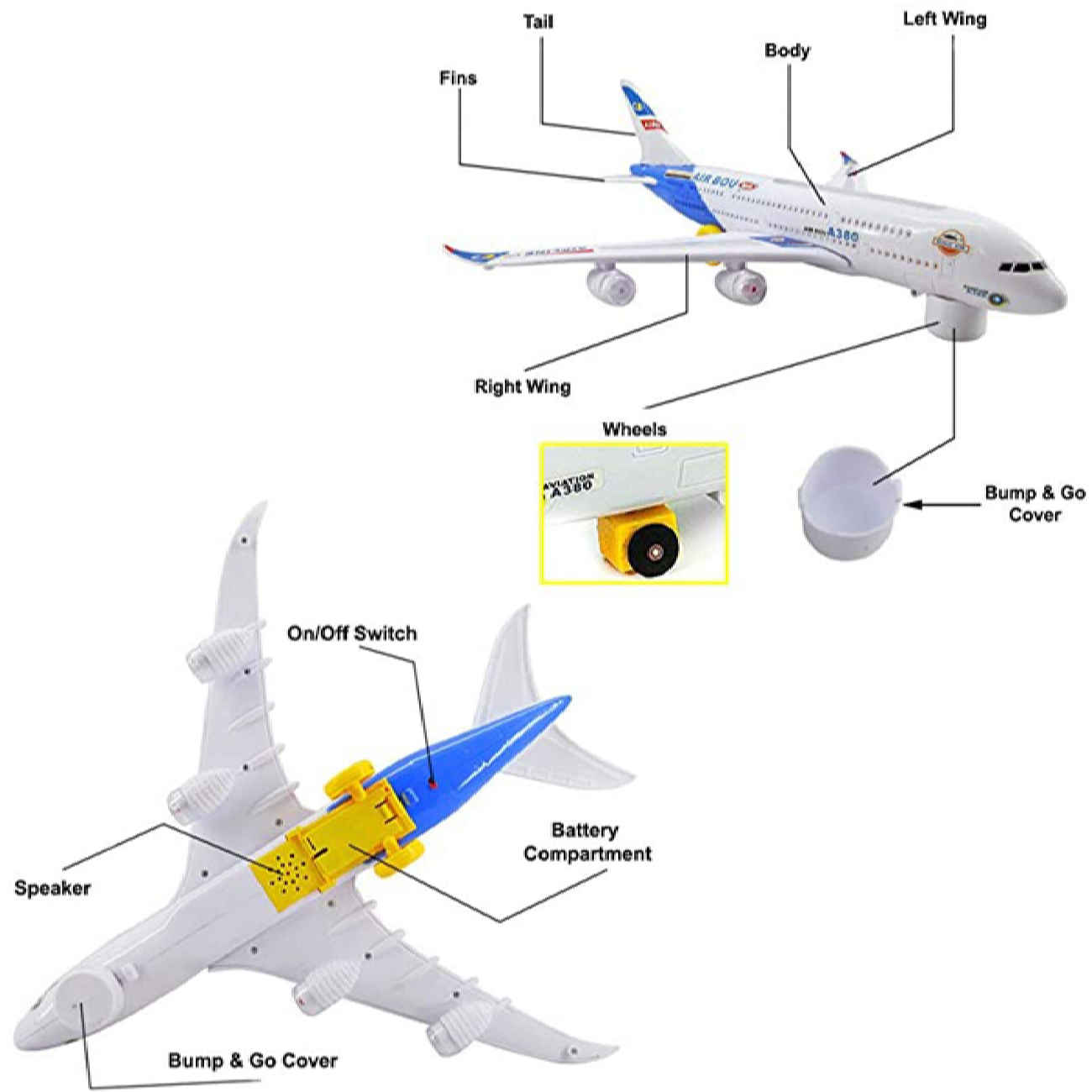 Airbus A390 Light-Up Toy Aircraft – Moves Forward with Auto Direction ...