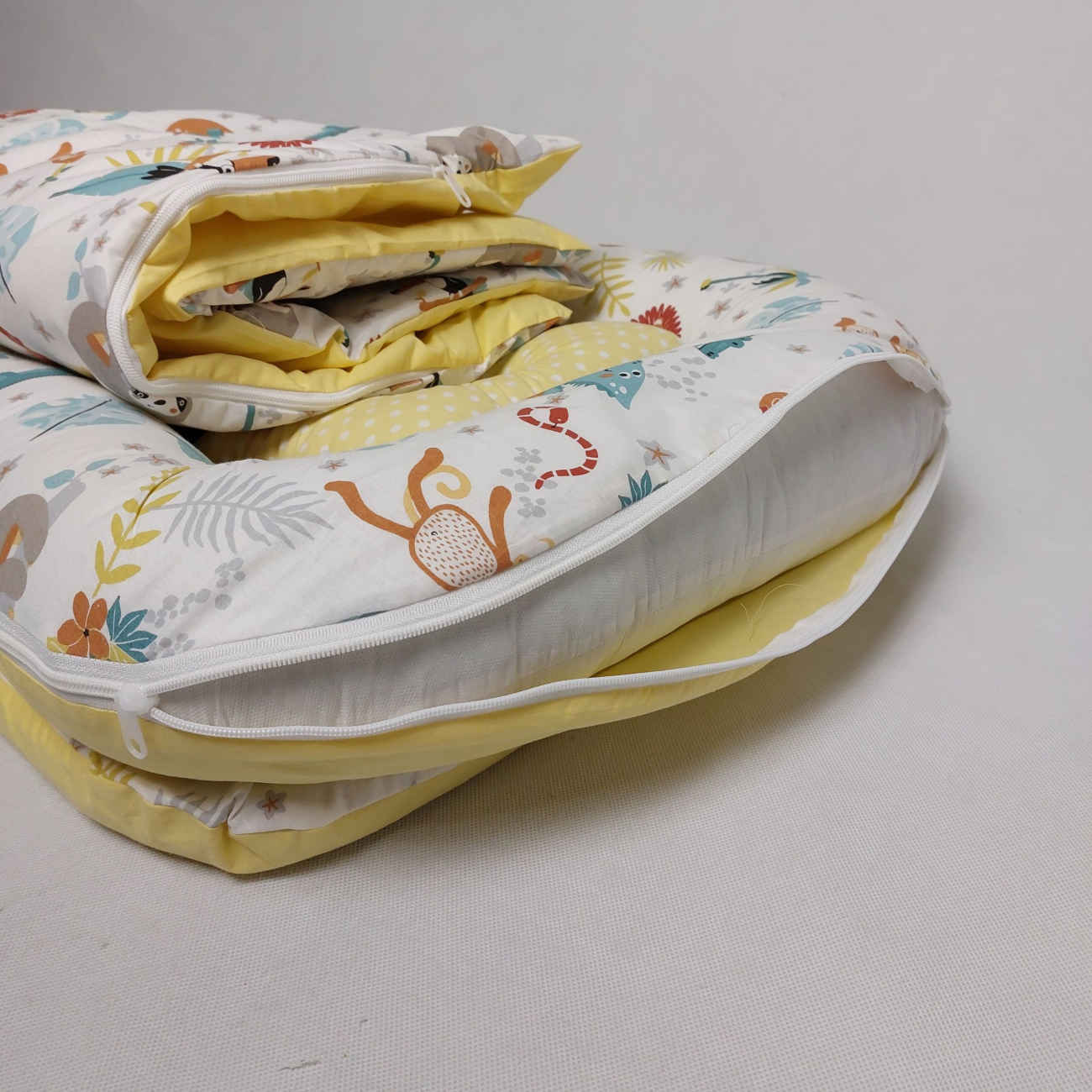 Baby Anti-Roll Nest – Animal Design & Organic Cotton - Full Set with ...