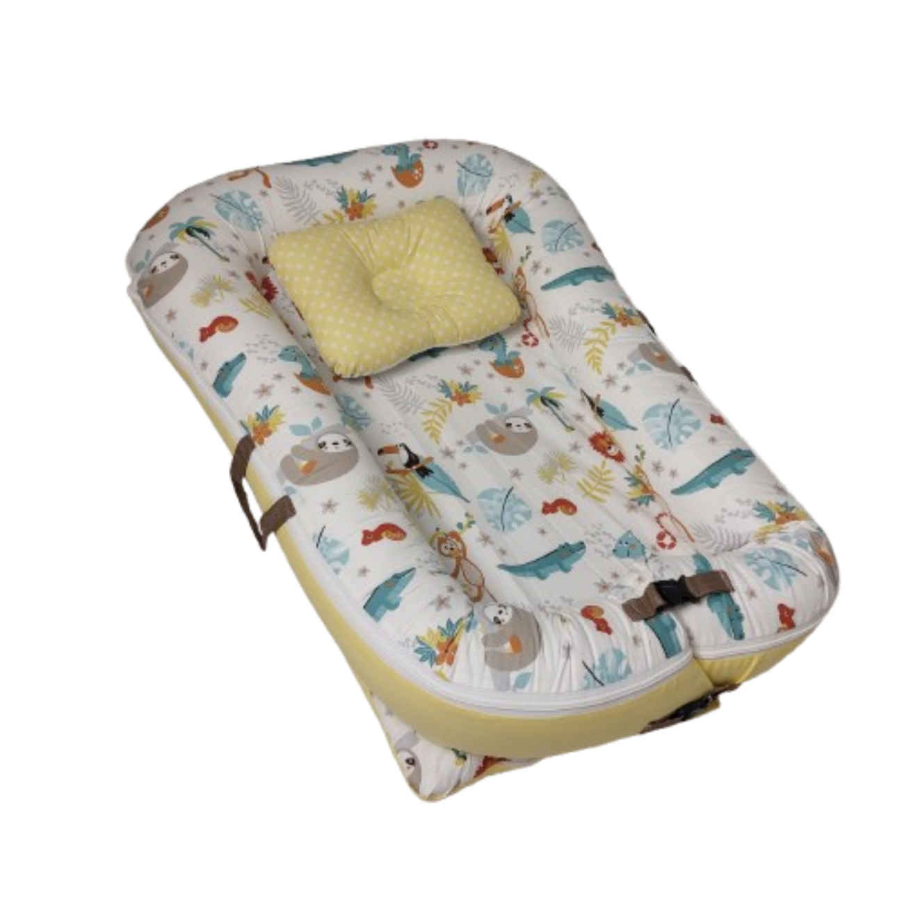 Baby Anti-Roll Nest – Animal Design & Organic Cotton - Full Set with ...