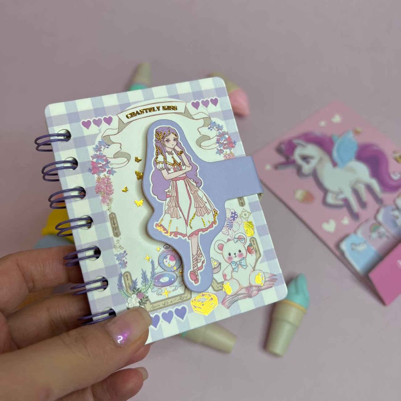 Cute Purple Fantasy Girl-Themed Notebook - 80 Sheets in Compact Size C7 ...