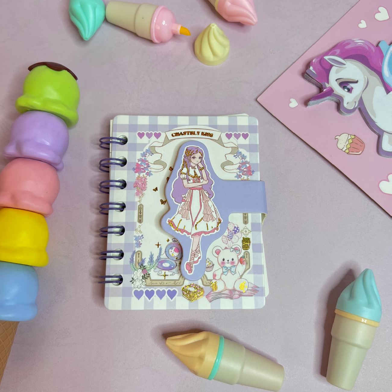 Cute Purple Fantasy Girl-Themed Notebook - 80 Sheets in Compact Size C7 ...