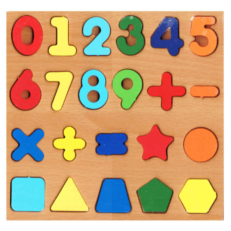 Educational Wooden Toy - Numbers & Shapes for Sorting and Stacking ...