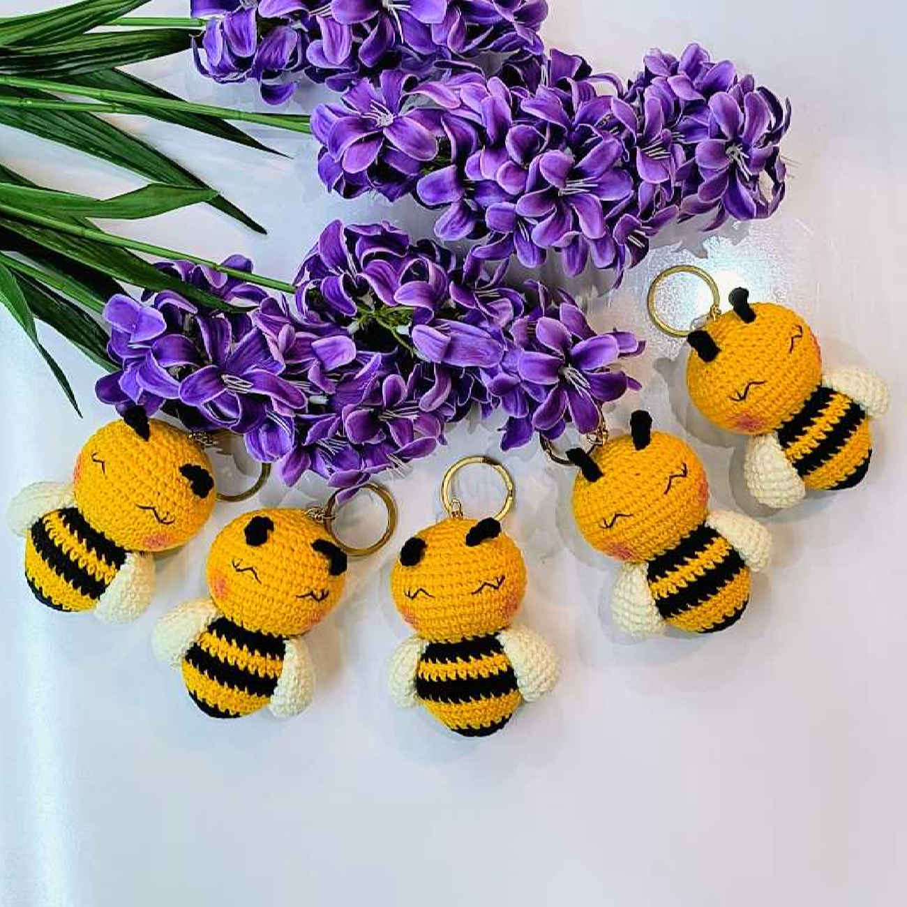 Handmade Crochet Keychain – Bee Design with Playful Detailing for Keys ...